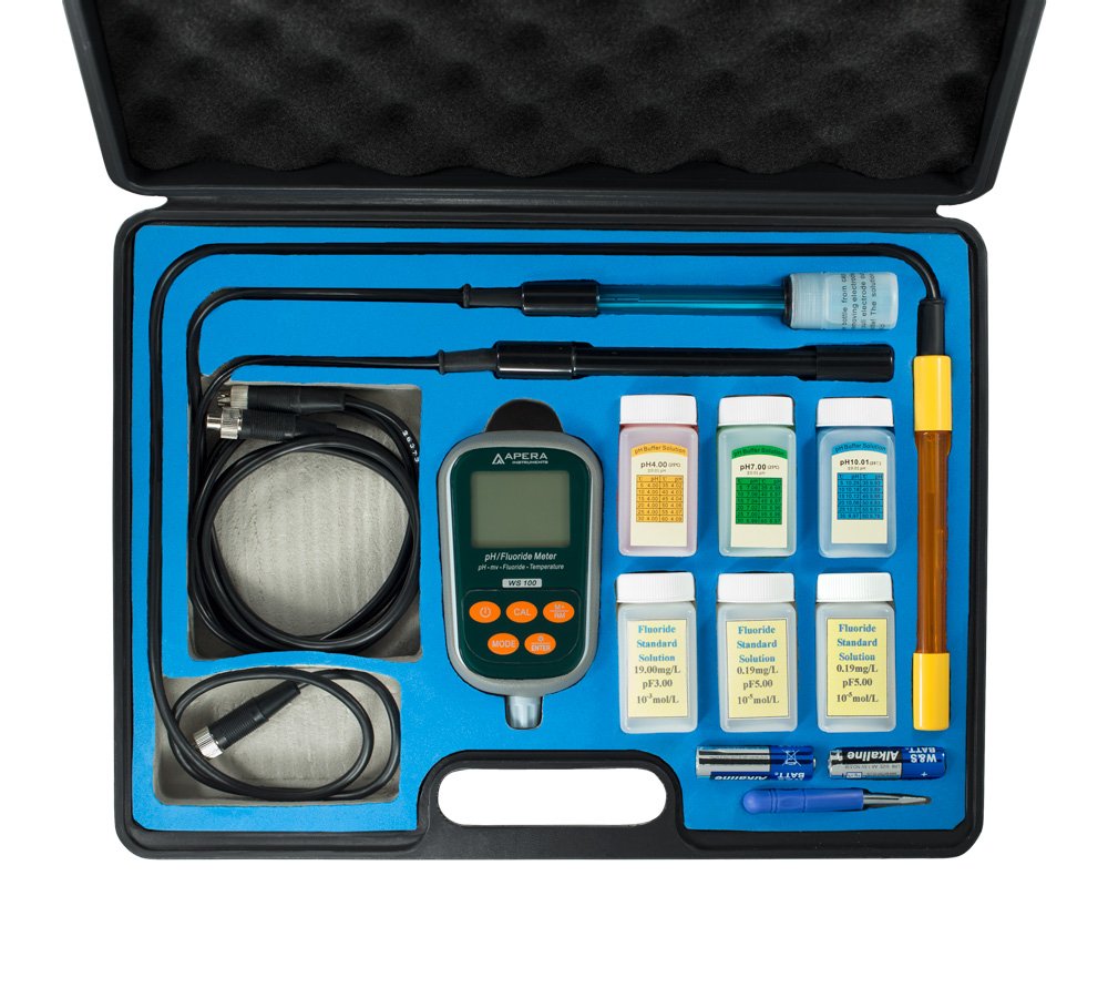 Apera Instruments WS200 Fluoride/pH/Conductivity 7-in-1 Portable Meter Kit