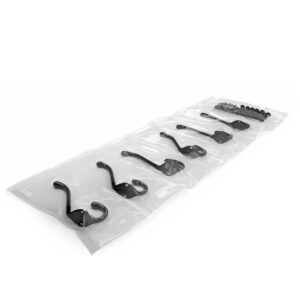 brightmaison 6 Pack Heavy Duty Dual 3.5inch Coat Hooks Wall Mounted with 24 Screws Retro Double Hooks Utility Black Hooks for Coat, Scarf, Bag, Towel, Key, Cap, Cup, Hat (Black)