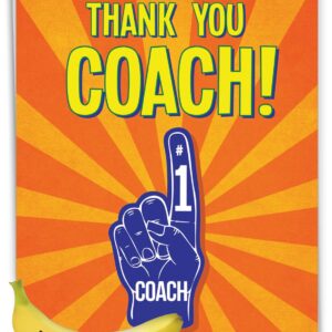 NobleWorks - 1 Jumbo Sports Teacher Graduation Greeting Card from US w/Envelope (8.5 x 11 Inch) - Student Group Gratitude for School Coaches, Mentor - Thank You Coach from All J5786TYG-US