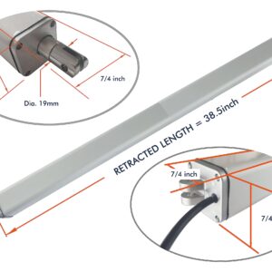 SOViK 12V DC 30 inch Stroke Linear Actuator Electric Cylinder with Mounting Brackets Max Force 150 pounds Speed 3/5" per sec Square Tube 7/4"(W) x*7/4"(H) (Solid Shaft End)