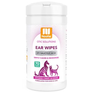 nootie dog & cat ear wipes with salycyclic acid- japanese cherry blossom - 70 wipes - vegan friendly - sold in over 5000 vet clinics