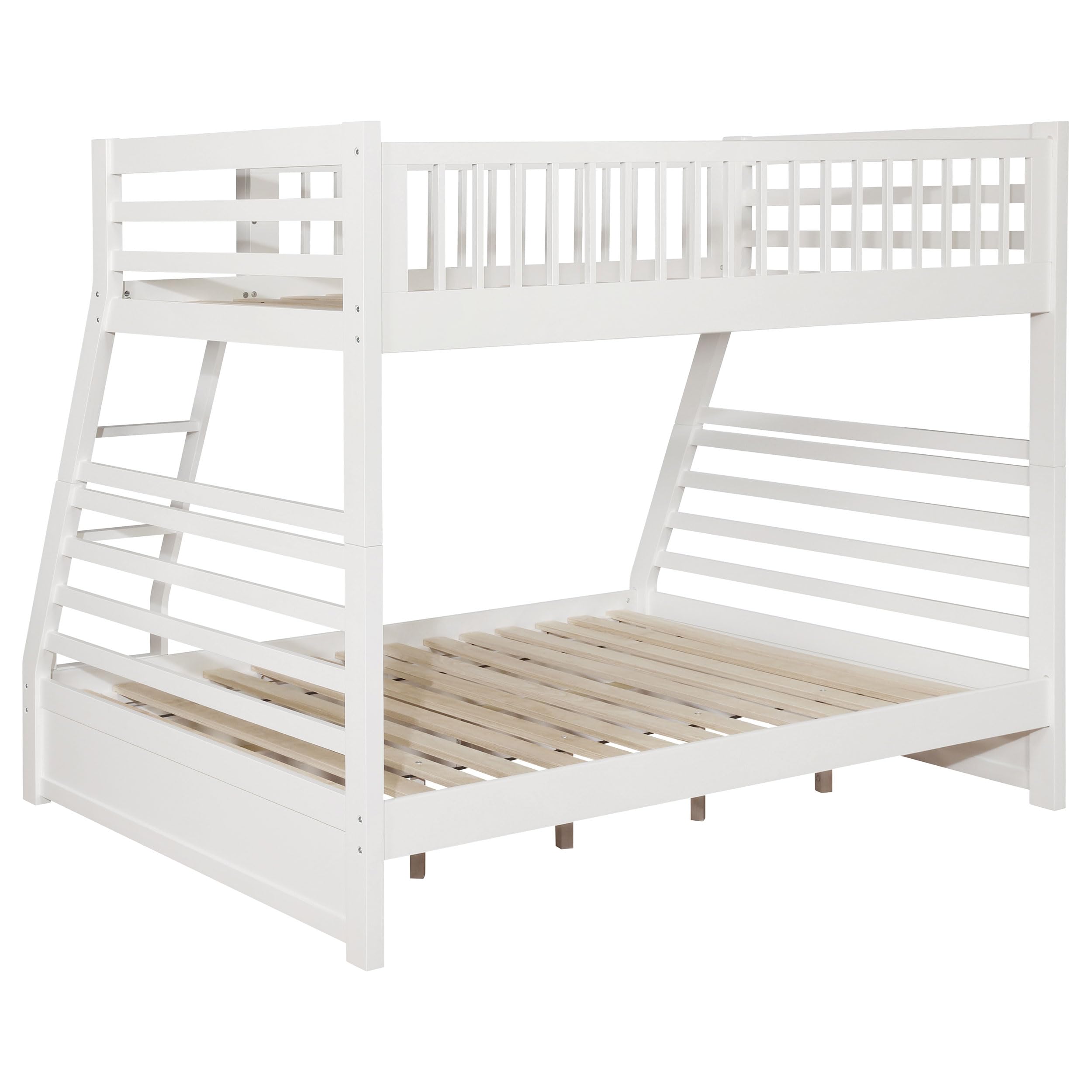 Coaster Home Furnishings Ashton Transitional Wood Twin Over Full Size Bunk Bed Frame with Ladder and Guardrails with Two Storage Drawers Fully Slatted Mattress Ready Foundation White 460180