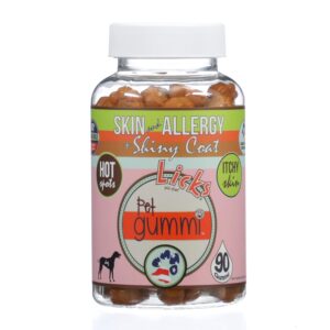 licks pill free dog skin and allergy gummies - omega 3 dog allergy relief - dog vitamins & supplements for itch relief - turmeric supplement for dog skin - dog vitamin gummies - 90 gummies