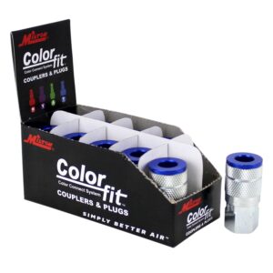 milton 785tc colorfit couplers, t-style blue, 1/4" npt female, box of 10