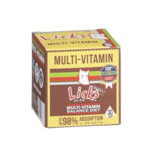 licks pill-free cat multivitamin - cat supplement with vitamin c, d, and calcium - multivitamin pet supplies - gel packets - 30 use