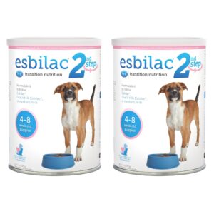 petag esbilac 2nd step puppy weaning food - 14 oz, pack of 2 - powdered puppy weaning formula with dha, natural milk protein, vitamins & minerals for puppies 4-8 weeks old - easy to digest