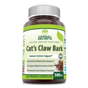 herbal secrets cat's claw bark dietary supplement 500 mg 120 veggie capsules