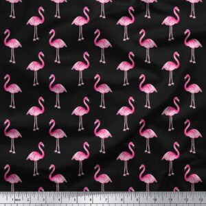 Soimoi Flamingo Print 60 GSM Dressmaking Cotton Fabric for Sewing by The Yard 58 Inches Wide - Black