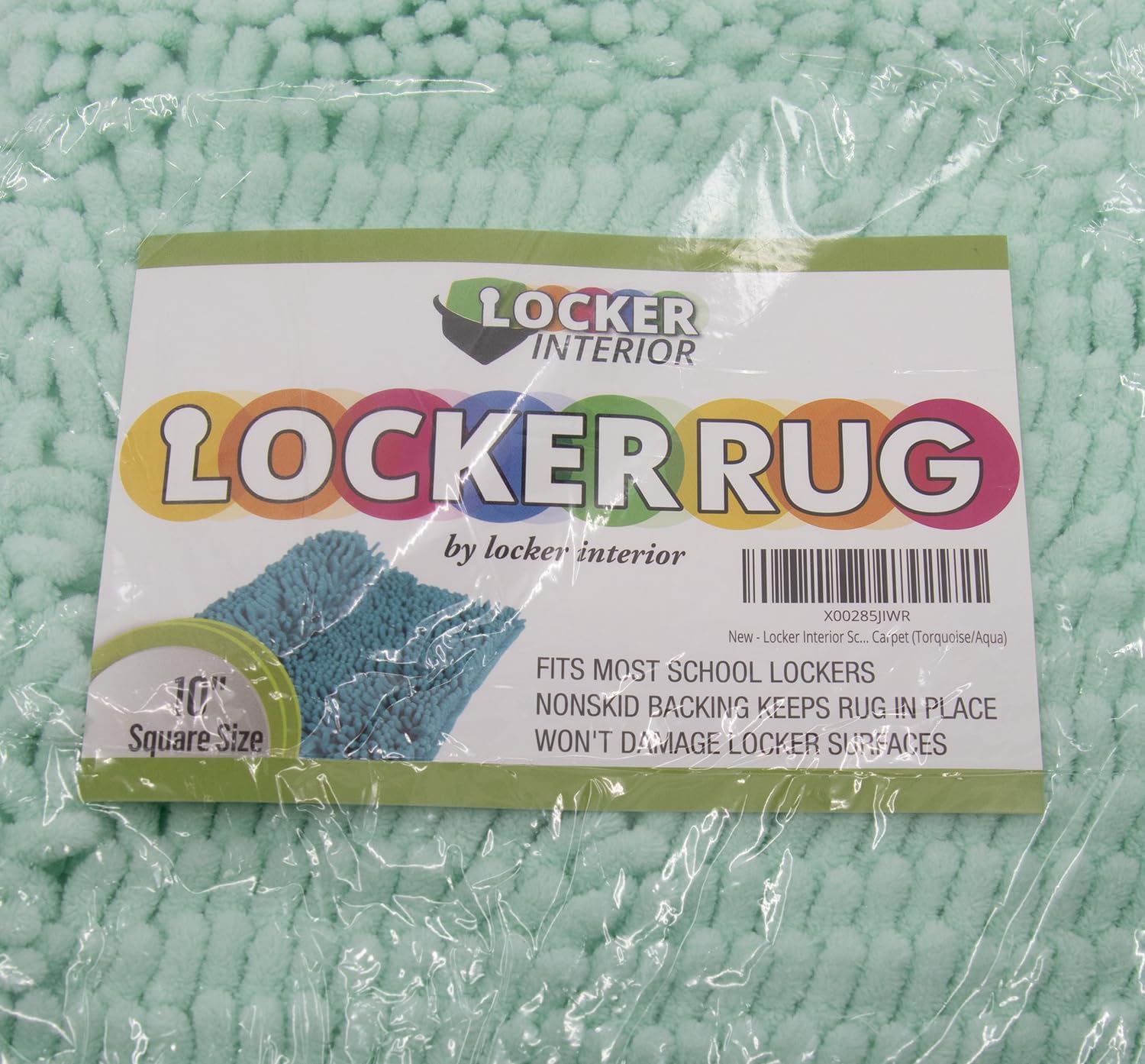 Locker Interior School 10" Square Locker Fur Rug Carpet (Torquoise/Aqua)