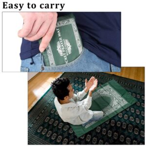 Anlising 2 Pieces Portable Travel Prayer Mat with Compass, Waterproof Polyester Prayer Rug, Muslim Travel Prayer Mat, for Ramadan Gifts (60cm×100cm)