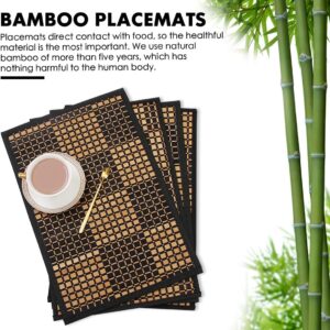 Bamboo Placemats for Dining Table, Placemats Set of 4,Stain-Resistant,Heat-Resistant Place Mats,Durable and Sturdy Dining Place Mats for Kitchen Table (Black)