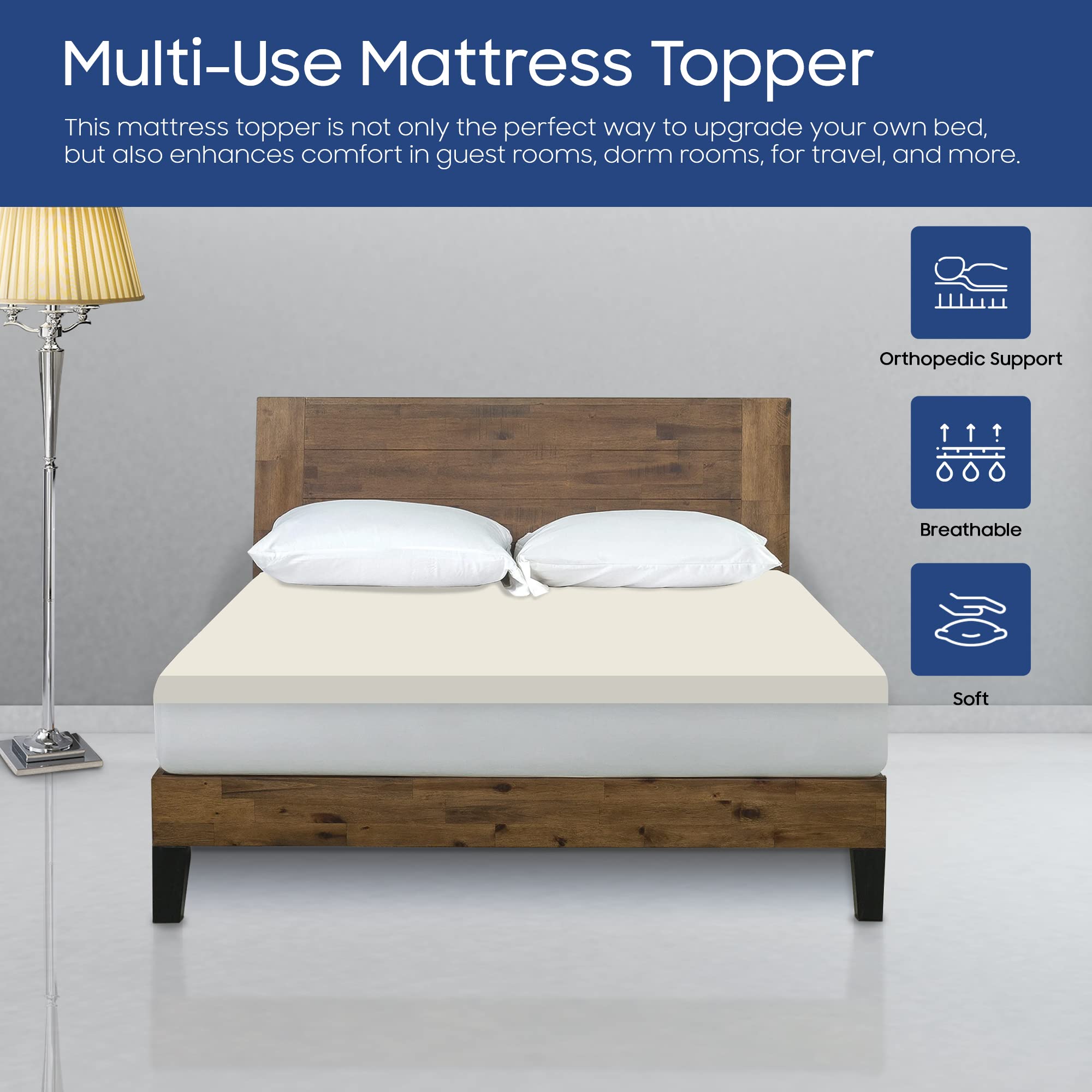 Spring Solution 2-Inch High Density Foam Topper,Adds Comfort to Mattress, Twin Size