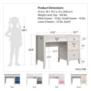 Little Seeds Monarch Hill Poppy Kids' Desk with Grey Drawers