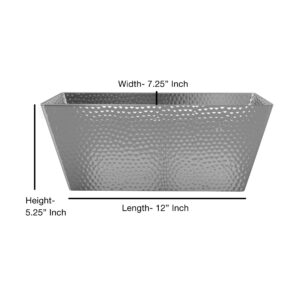 nu steel Shiny nusteel Hammered Metal Toilet Tank Tray, Bathroom Countertop Bin, Multipurpose Vanity, Cosmetics Organizer, Perfume Jewelry Makeup Plant Finish