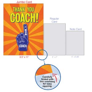 NobleWorks - 1 Jumbo Sports Teacher Graduation Greeting Card from US w/Envelope (8.5 x 11 Inch) - Student Group Gratitude for School Coaches, Mentor - Thank You Coach from All J5786TYG-US