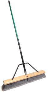 american select tubing heavy duty 24" multi-surface push broom with green/black handle for garage, warehouse, driveways, sidewalks, patio sweeping