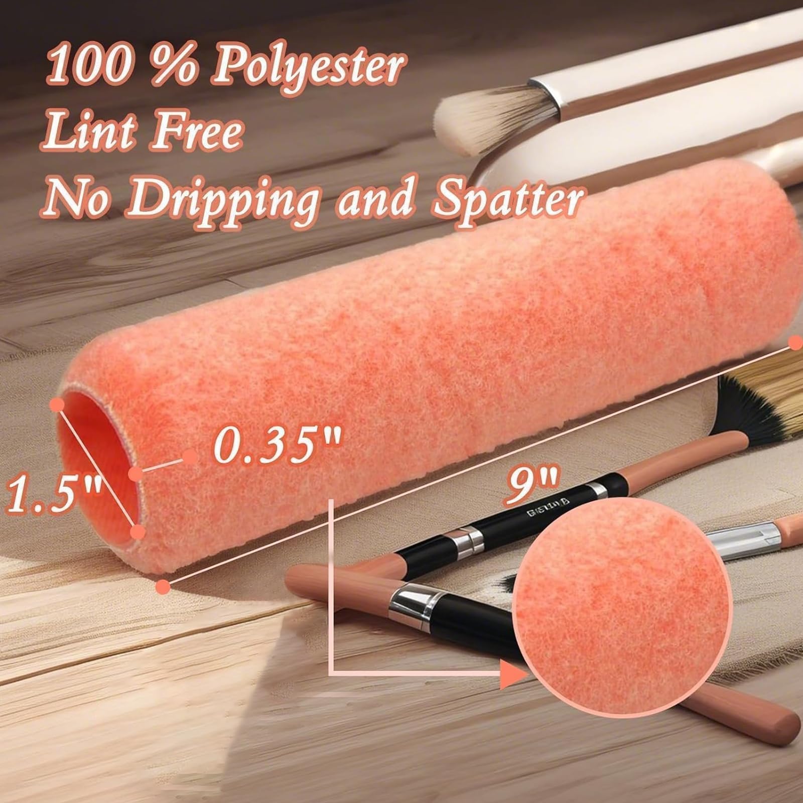 King Origin Paint Roller Covers, 18 Pack, 9 Inch Paint Roller, 3/8 Nap High Dense Roller Covers for Smooth and Textured Rough Surfaces