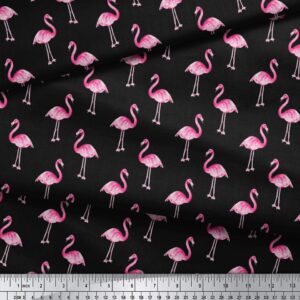 Soimoi Flamingo Print 60 GSM Dressmaking Cotton Fabric for Sewing by The Yard 58 Inches Wide - Black