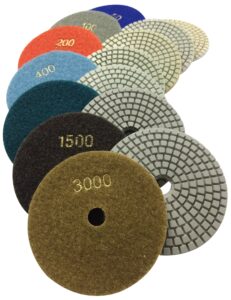 konfor diamond polishing pads 4" wet use for sanding marble granite stone concrete travertine polish pack of 7 grit 50-3000