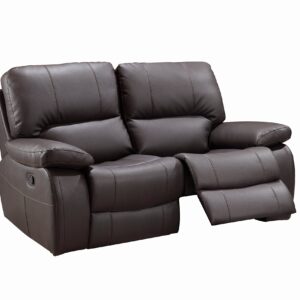 Blackjack Furniture Lindsey Collection Italian Leather Reclining Modern Living Room, Den Loveseat, Brown