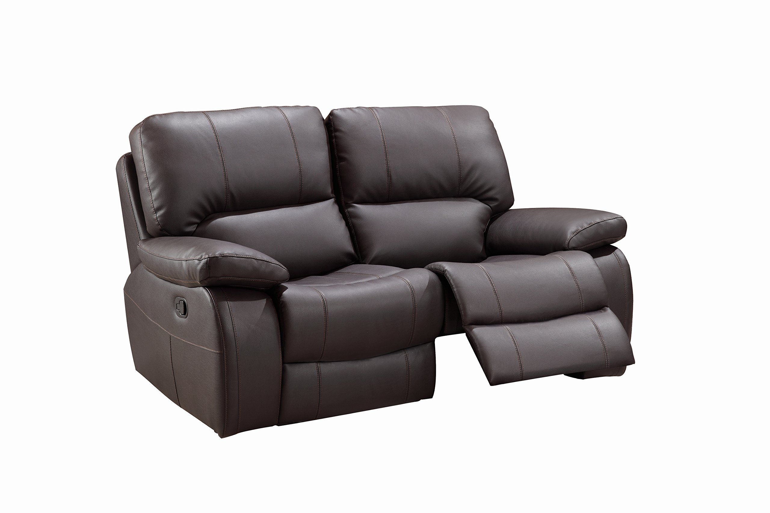 Blackjack Furniture Lindsey Collection Italian Leather Reclining Modern Living Room, Den Loveseat, Brown