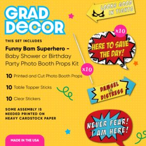 Big Dot of Happiness Funny Bam Superhero - Baby Shower or Birthday Party Photo Booth Props Kit - 10 Piece