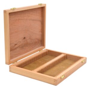 EISCO Wooden Slide Box for 100 Slides, with Latches- Fits 75x25mm Slides