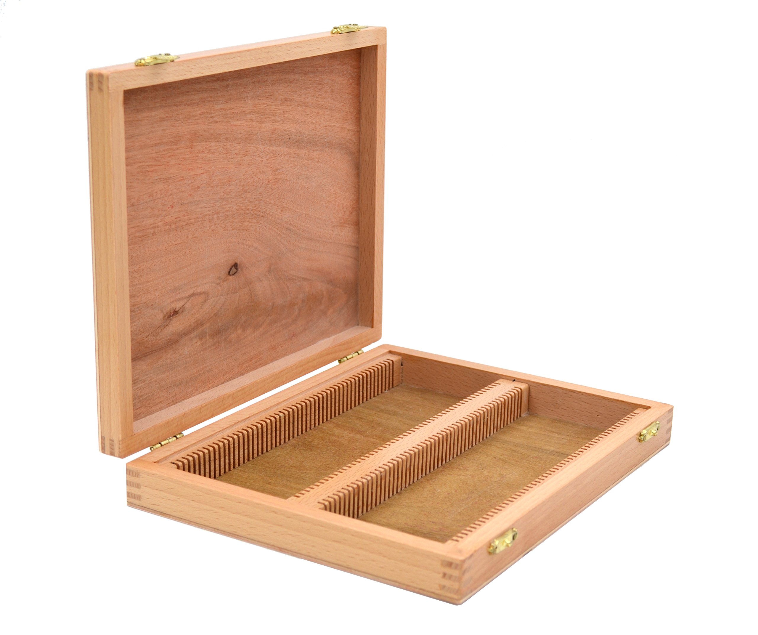 EISCO Wooden Slide Box for 100 Slides, with Latches- Fits 75x25mm Slides