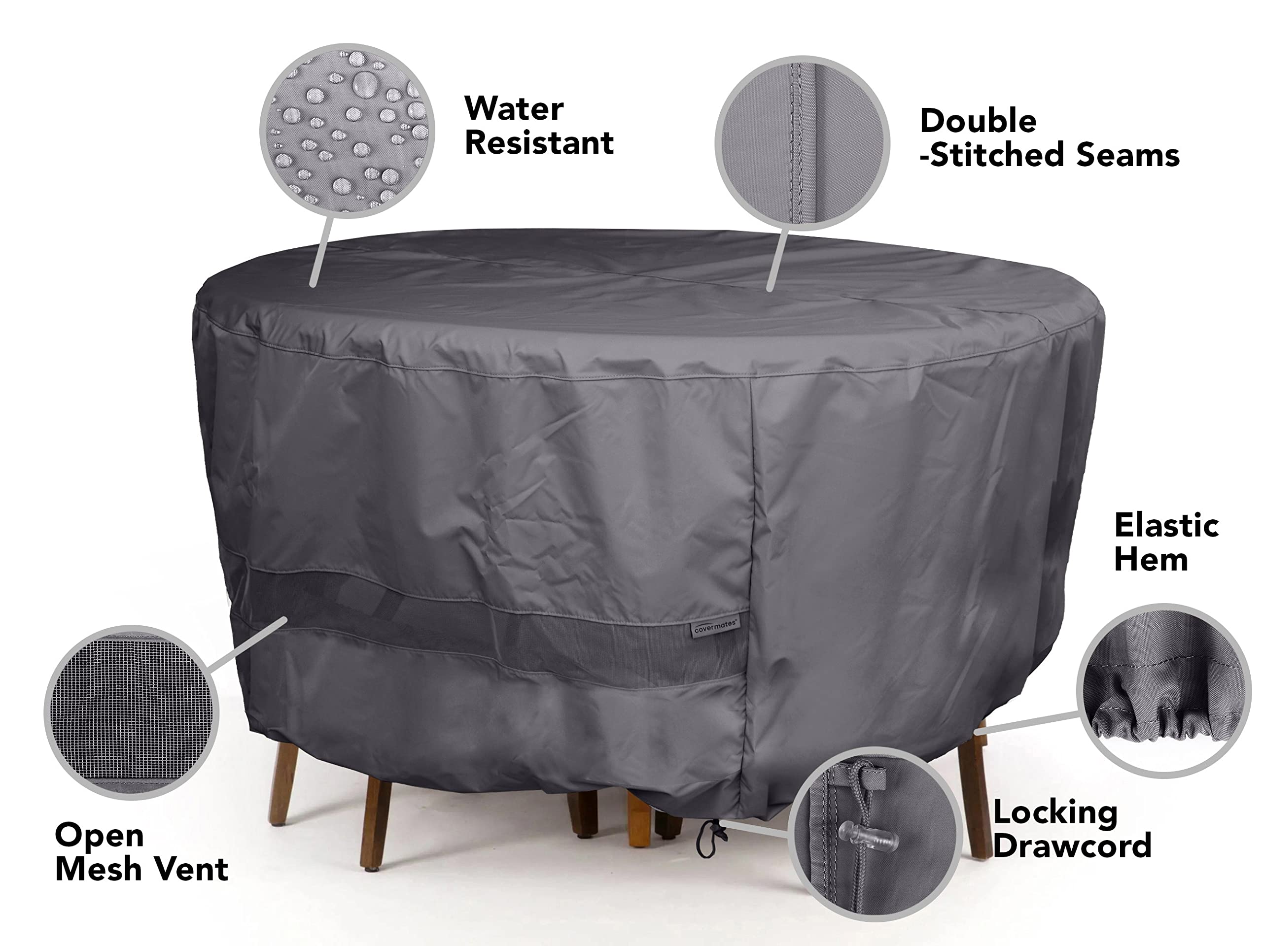 Covermates Round Accent Table Cover - Patio Outdoor Furniture Cover, Water Resistant Outdoor Ottoman/Side Table Cover, Elite 300D Polyester, 30DIAMETER x 25H, Charcoal