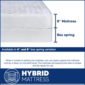 Mattress Solution Gentle Firm Tight top Innerspring 8" Wood Box Spring/Foundation for Mattress Set, Twin, Beige