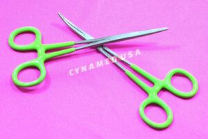 german stainless new vinyl 6.25" straight + curved hemostat forceps locking clamps stainless steel (cynamed brand)