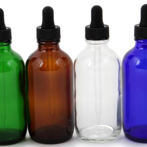 Vivaplex, 8, Assorted Colors, 4 oz Glass Bottles, with Glass Eye Droppers