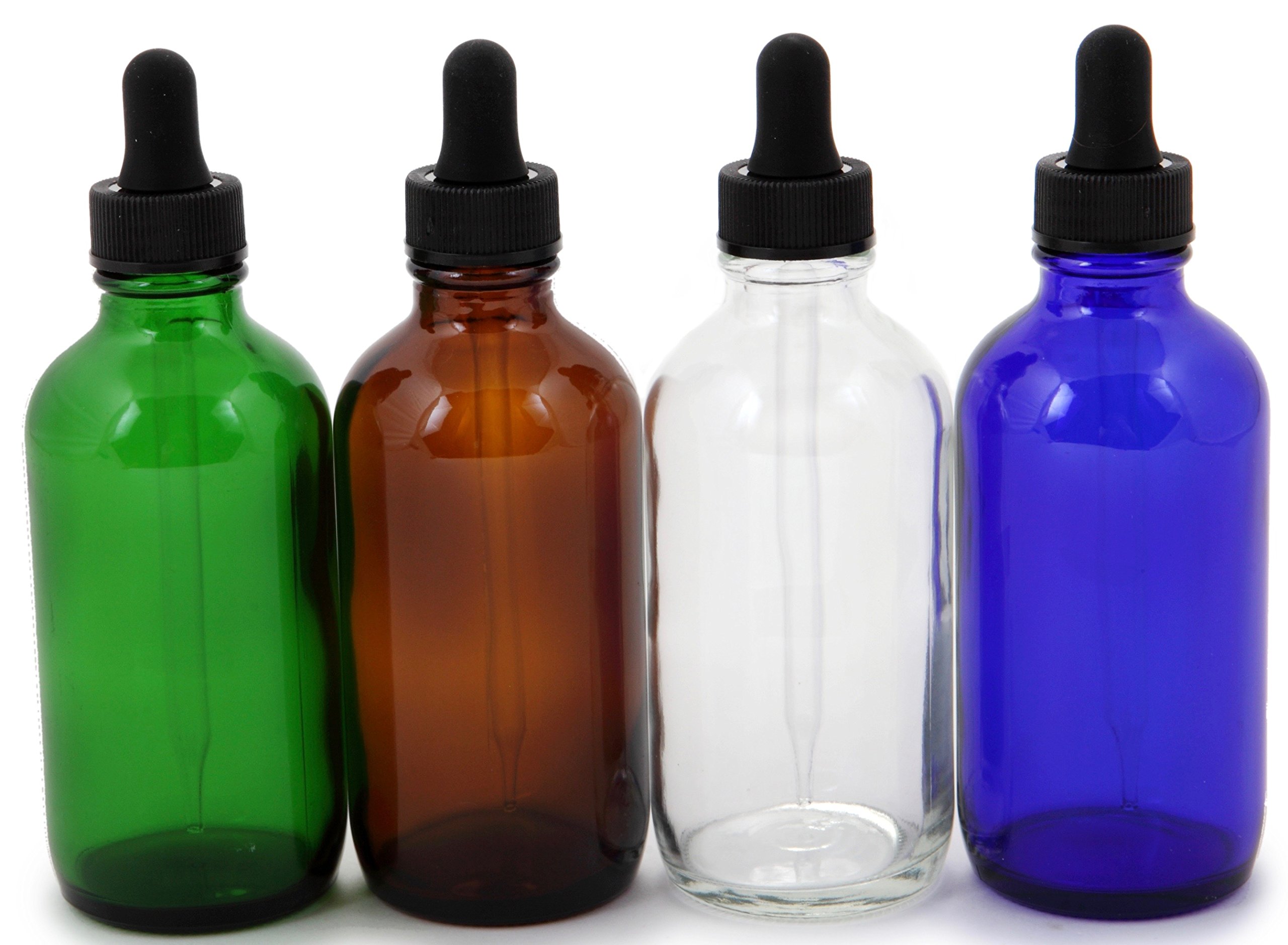 Vivaplex, 8, Assorted Colors, 4 oz Glass Bottles, with Glass Eye Droppers