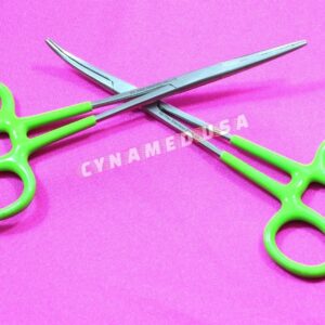 German Stainless New Vinyl 6.25" Straight + Curved Hemostat Forceps Locking Clamps Stainless Steel (CYNAMED Brand)