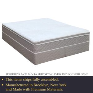 Mattress Solution Eurotop Pillowtop Innerspring Mattress and 8" Split Wood Boxspring/Foundation Set, with Frame, Full XL, Size