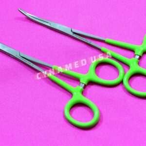 German Stainless New Vinyl 6.25" Straight + Curved Hemostat Forceps Locking Clamps Stainless Steel (CYNAMED Brand)