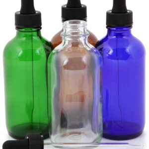 Vivaplex, 8, Assorted Colors, 4 oz Glass Bottles, with Glass Eye Droppers