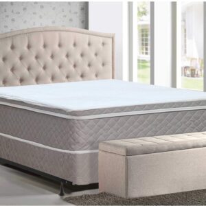 Mattress Solution Medium Plush Eurotop Pillowtop Innerspring Mattress and 8" Wood Boxspring/Foundation Set, with Frame, 75" X 44", 1