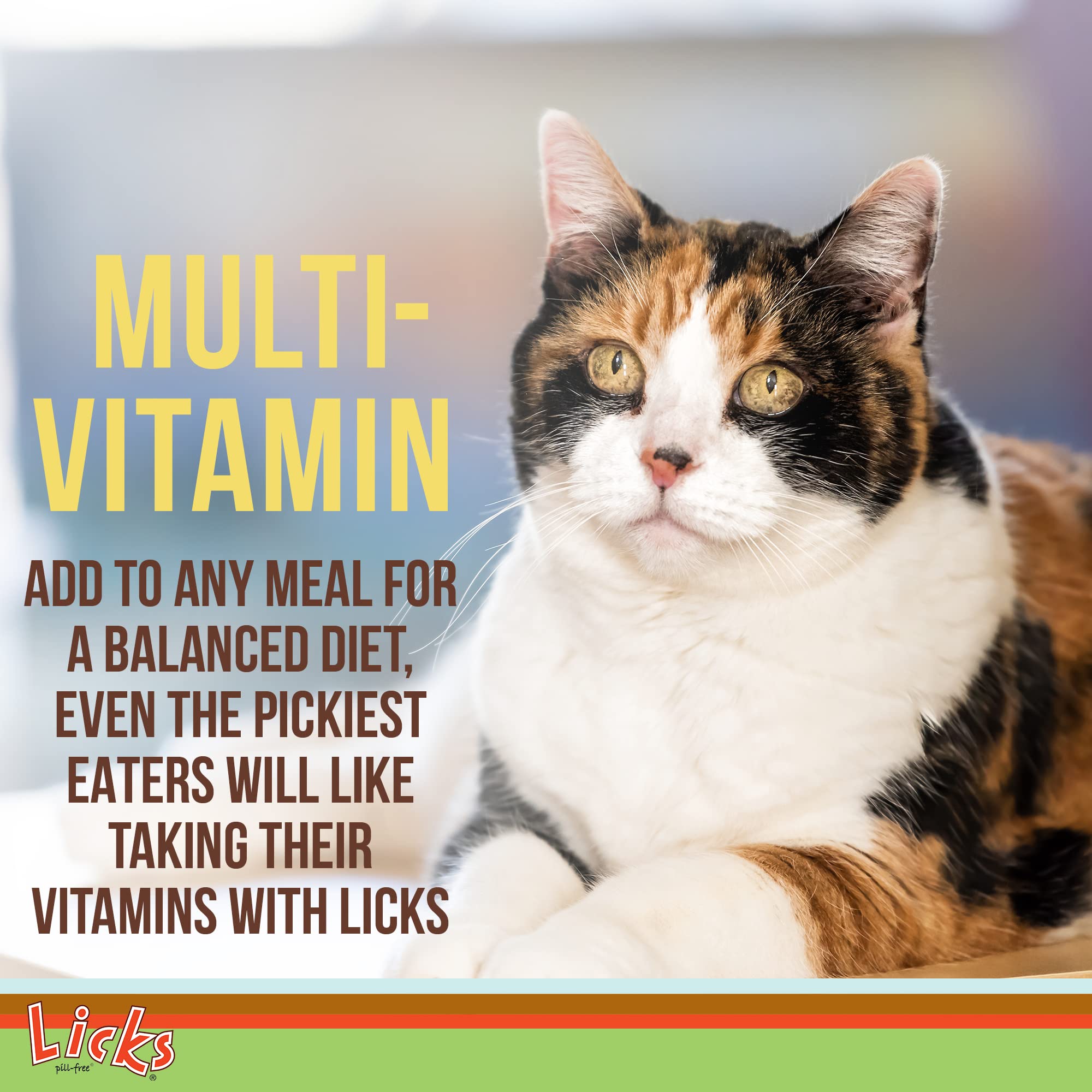 Licks Pill-Free Cat Multivitamin - Cat Supplement with Vitamin C, D, and Calcium - Multivitamin Pet Supplies - Gel Packets - 30 Use