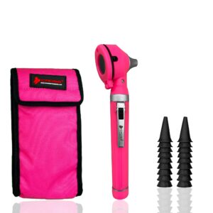 cross canada 11-080 physician fiber optic led pocket otoscope diagnostic set - pink