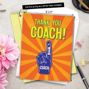 NobleWorks - 1 Jumbo Sports Teacher Graduation Greeting Card from US w/Envelope (8.5 x 11 Inch) - Student Group Gratitude for School Coaches, Mentor - Thank You Coach from All J5786TYG-US