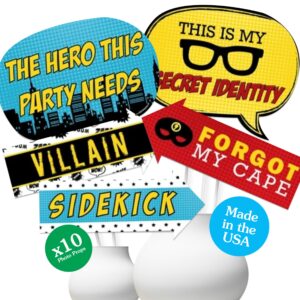 big dot of happiness funny bam superhero - baby shower or birthday party photo booth props kit - 10 piece