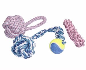 rite-hite rope dog toys - for small, medium, and large size dogs, includes ball, made for aggressive chewers and great for teething (large)