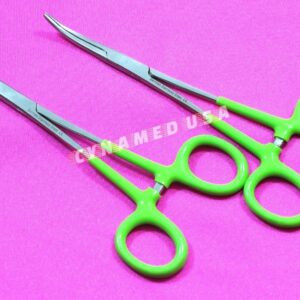 German Stainless New Vinyl 6.25" Straight + Curved Hemostat Forceps Locking Clamps Stainless Steel (CYNAMED Brand)