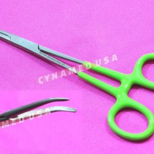 German Stainless New Vinyl 6.25" Straight + Curved Hemostat Forceps Locking Clamps Stainless Steel (CYNAMED Brand)