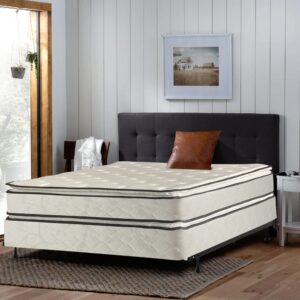 Mattress Solution 12-Inch Medium Plush Double sided Pillowtop Innerspring Mattress And 8" Wood Box Spring/Foundation Set With Frame, Full