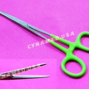 German Stainless New Vinyl 6.25" Straight + Curved Hemostat Forceps Locking Clamps Stainless Steel (CYNAMED Brand)