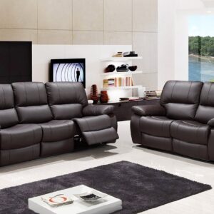 Blackjack Furniture Lindsey Collection Italian Leather Reclining Modern Living Room, Den Loveseat, Brown