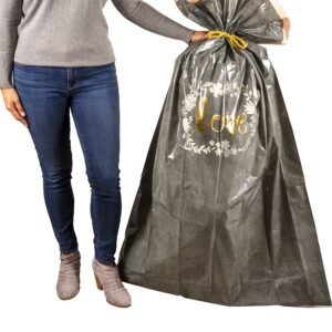 hallmark 56" large plastic gift bag (gold love, white flowers) for engagement parties, bridal showers, weddings and more