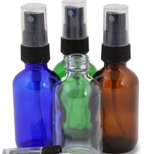 Vivaplex, 12, Assorted Colors, 1 oz Glass Bottles, with Black Fine Mist Sprayers